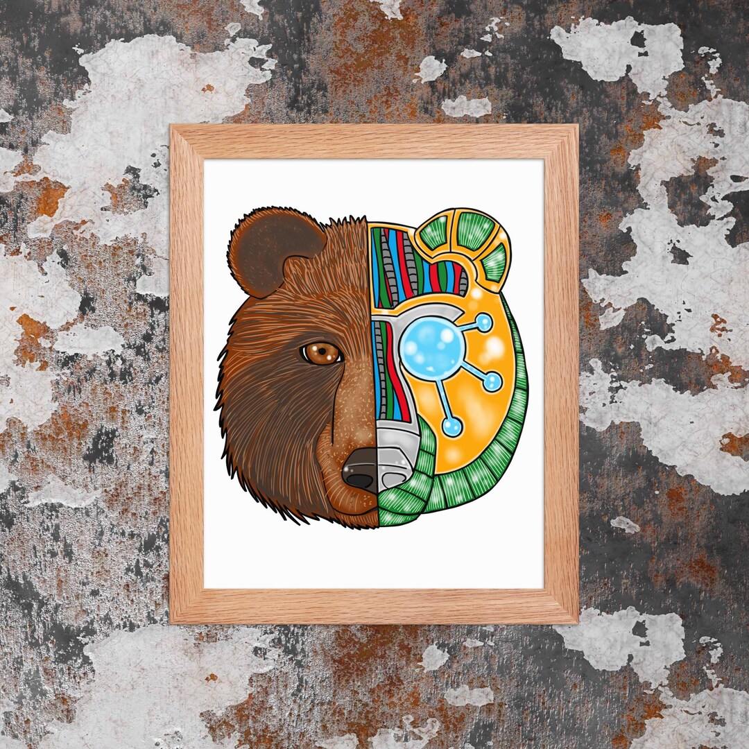 Cyborg Bear Art Print 8X10 Scifi Animal Enhanced Matte Paper - Etsy