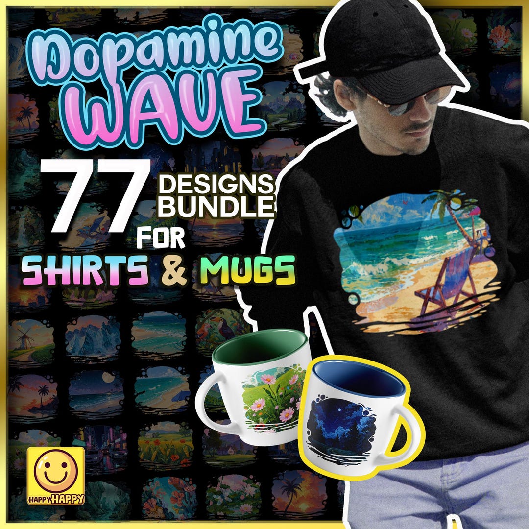 Dopamine Wave - 77 Designs Bundle for Shirts & Mugs - Etsy