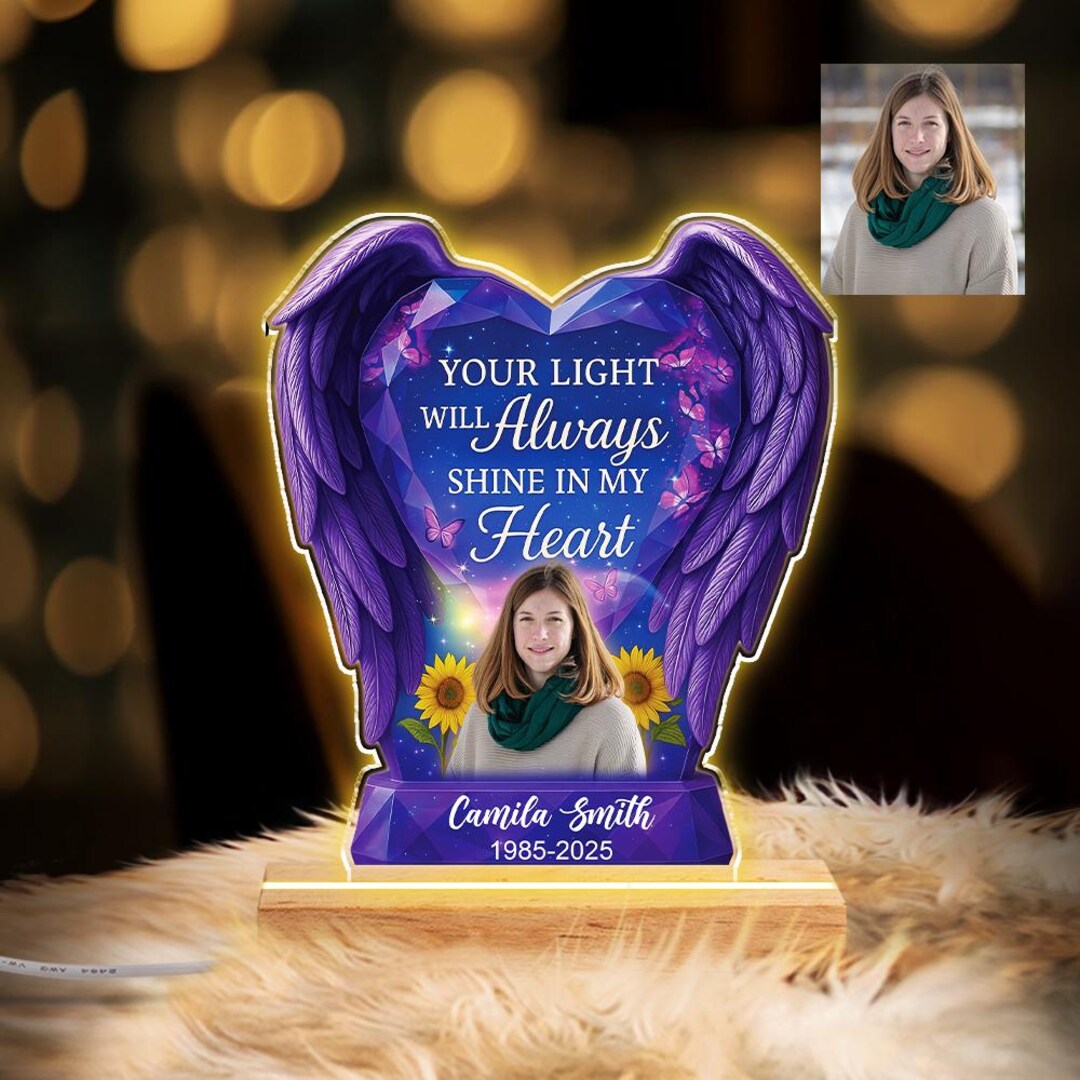 Custom Memorial Photo Night Light, Personalized Acrylic Light With ...
