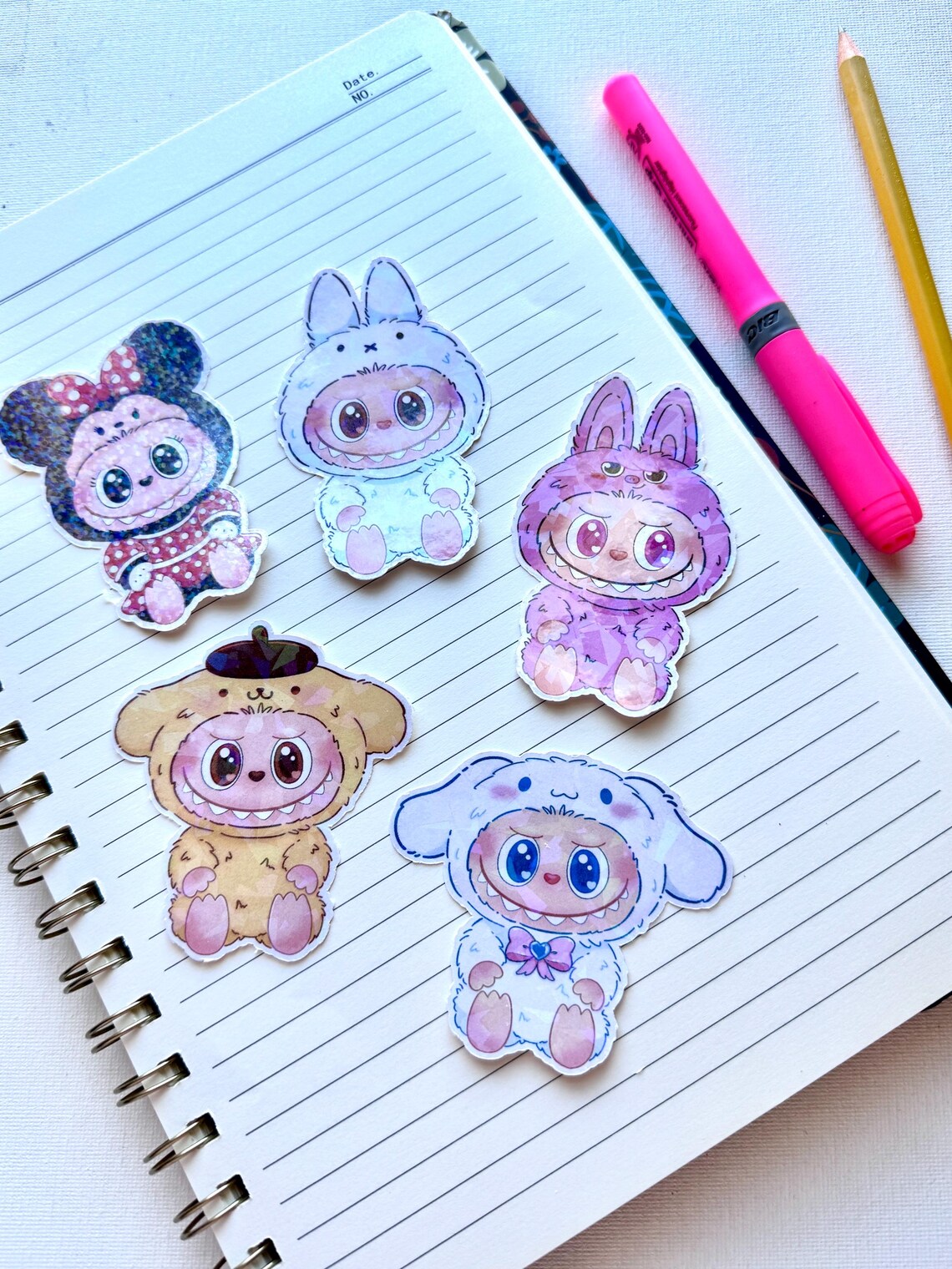 Labubu Holographic Stickers !! Set of 5 - Etsy