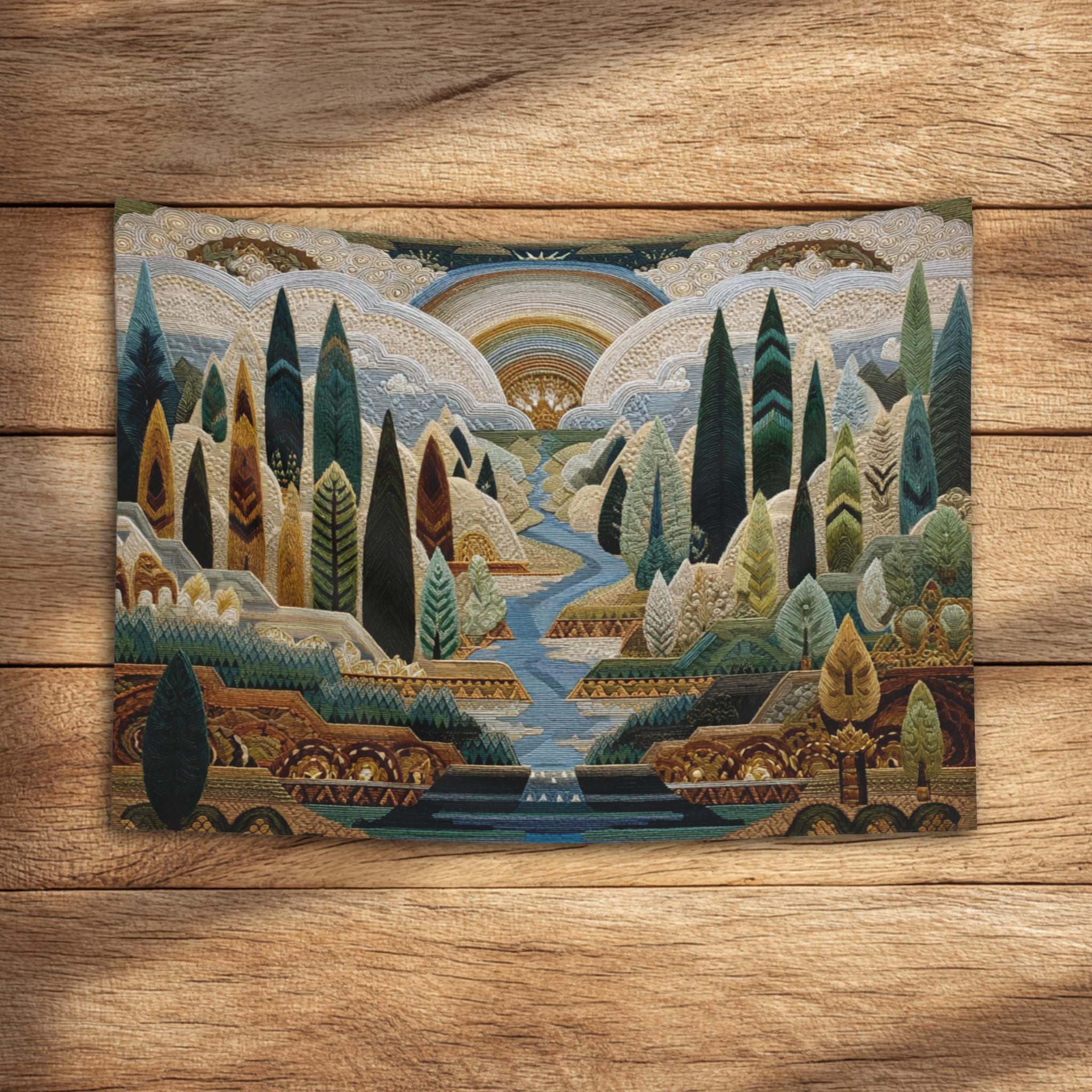 Wintu Native American Tapestry - River-valley Tribal Wall Art ...