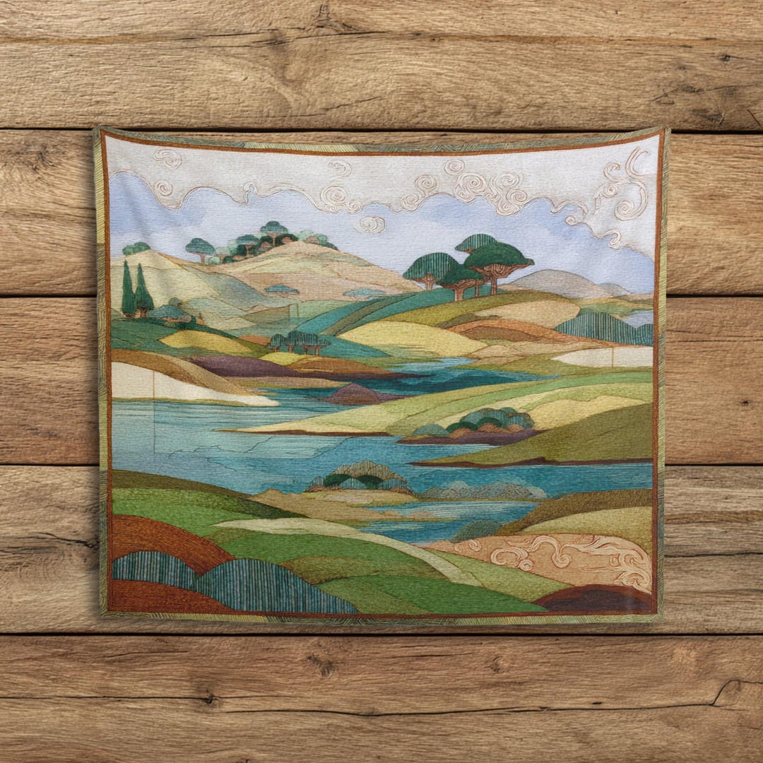 Pomo Hills California Tribal Tapestry - Native American Art Wall ...