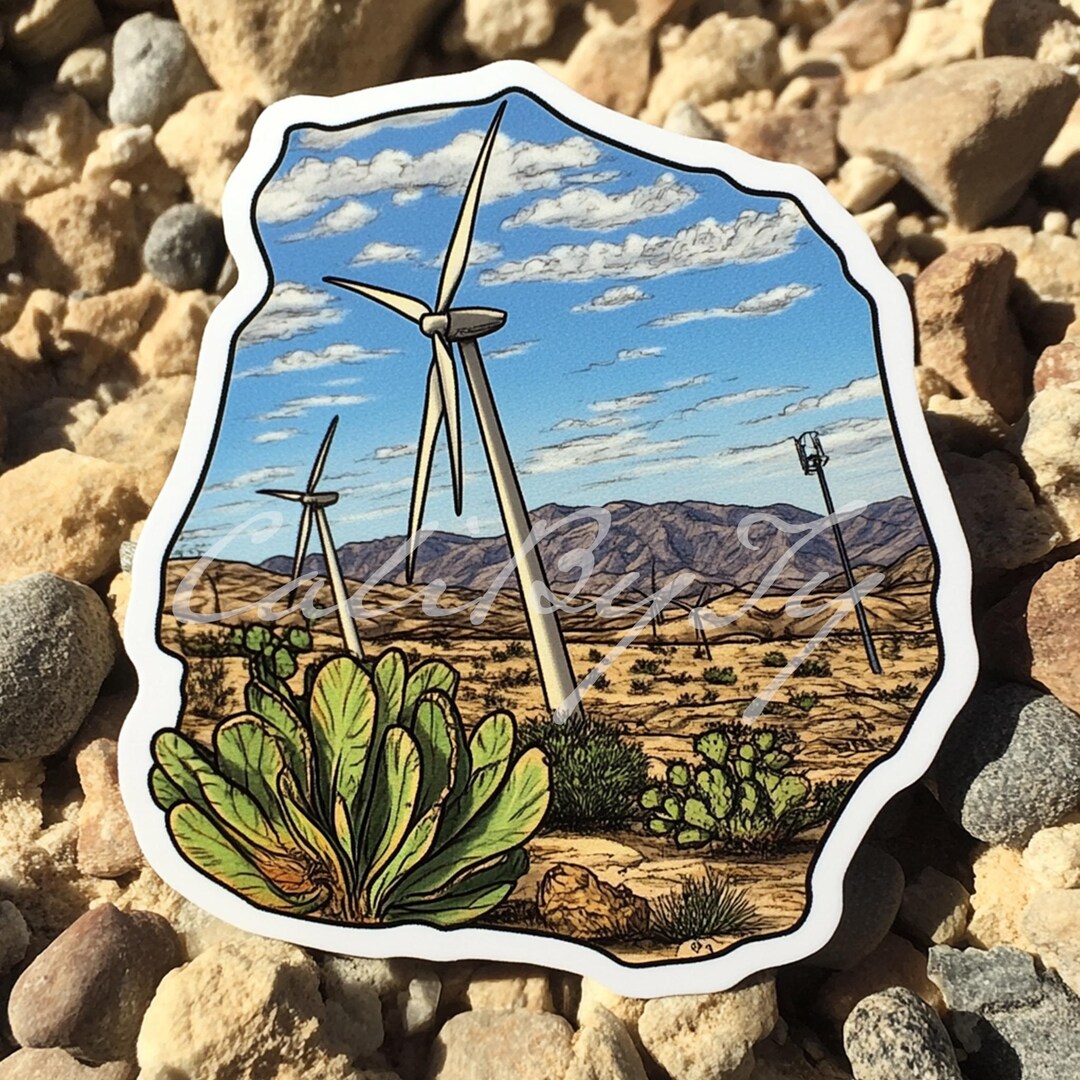 California Desert Wind Turbines PNG Digital Sticker for Download ...