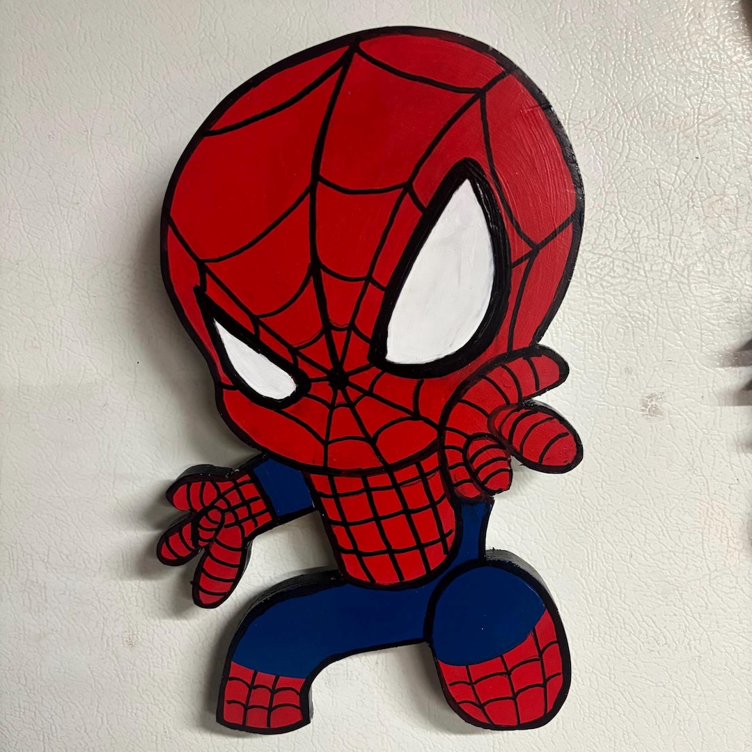 Wooden Spidey - Cartoon Wooden - Hand Painted - Cartoon Decor- DIY ...