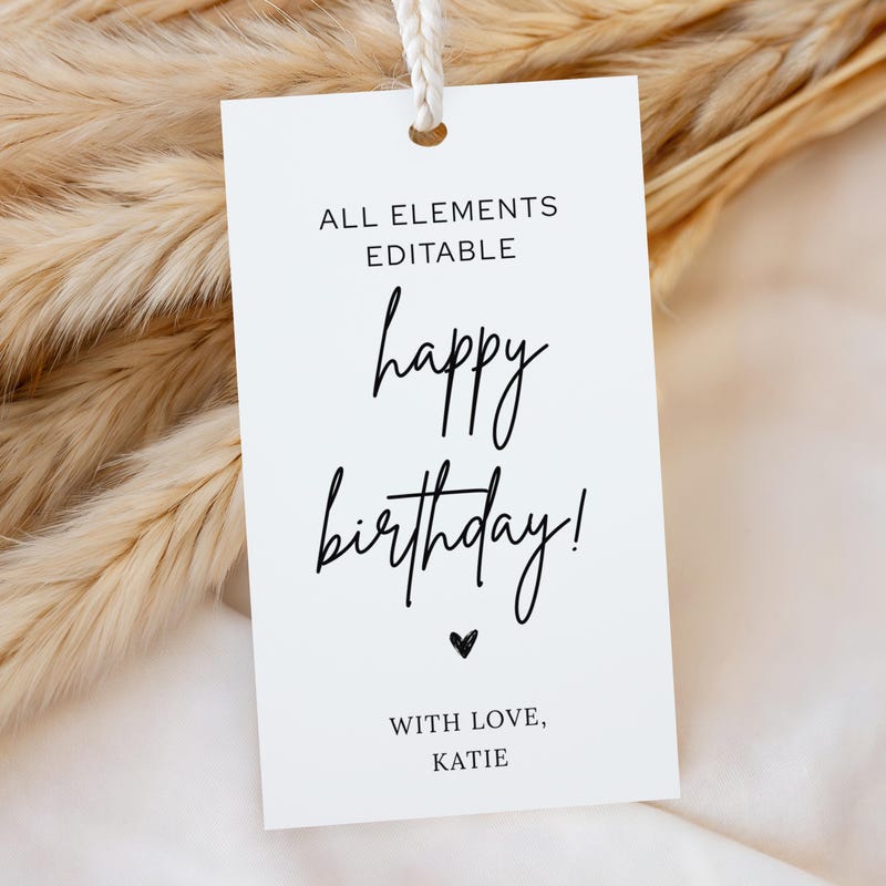 Minimalist Birthday Tag - Etsy