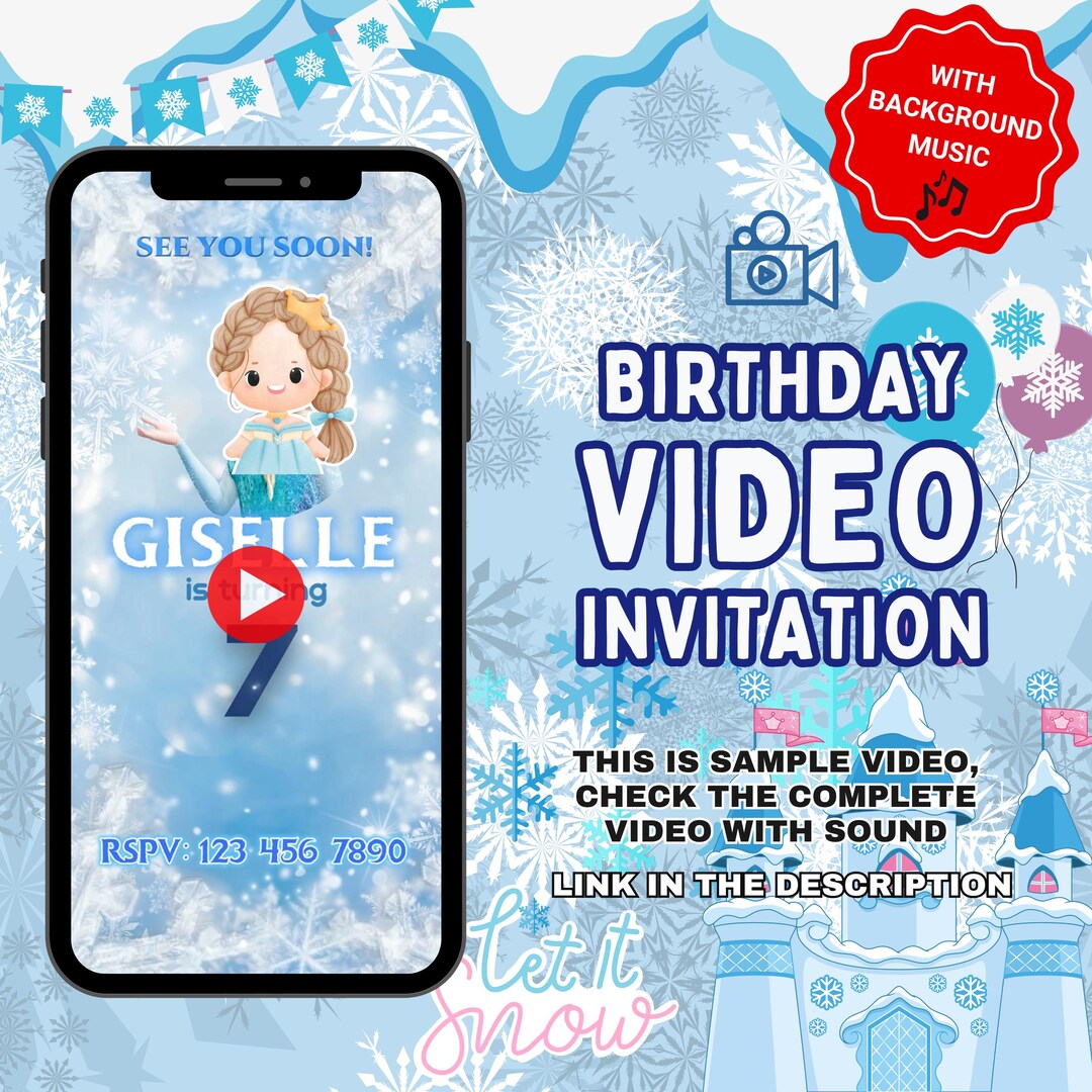 Ice Kingdom Princess Birthday Video Invitation: Animated Winter Party ...