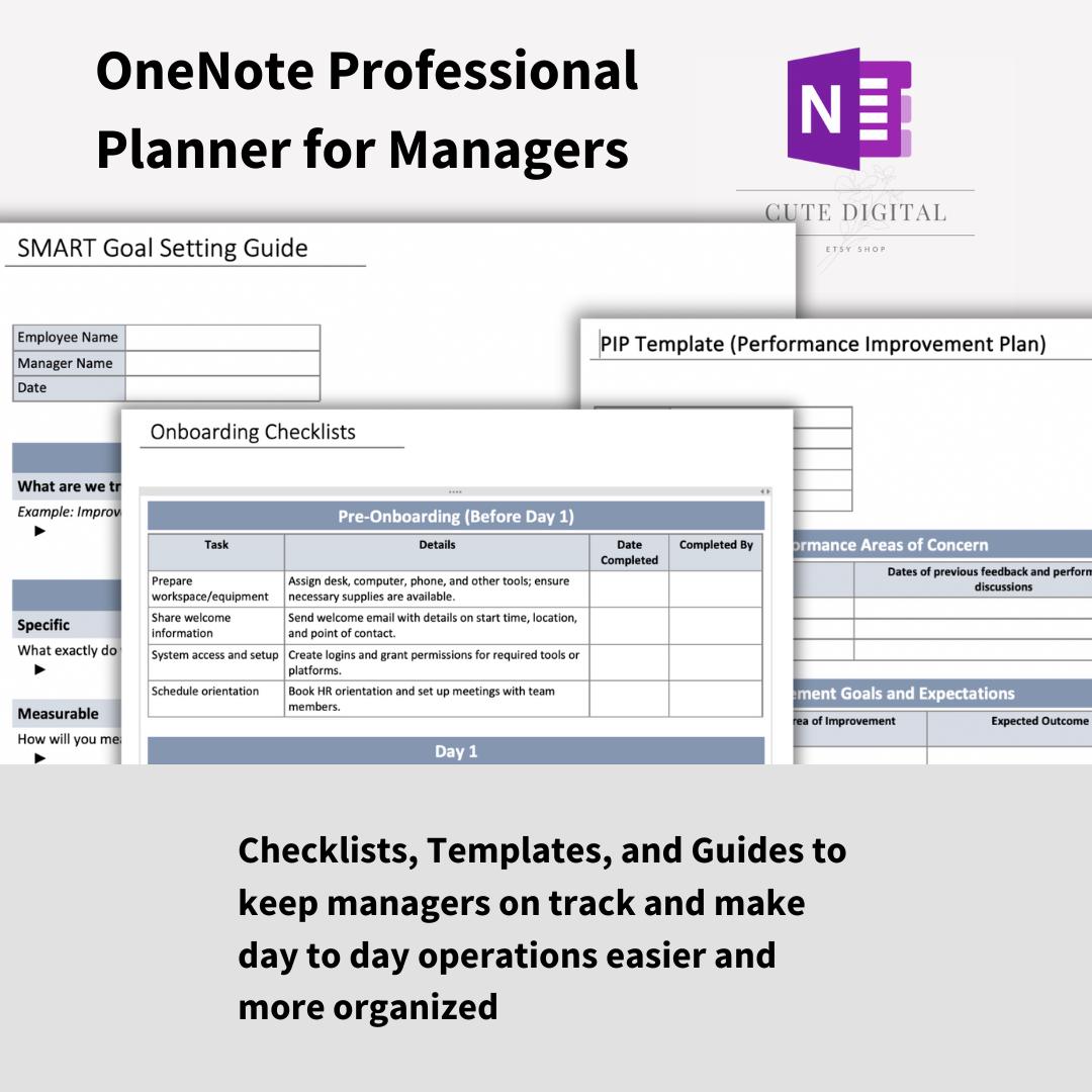 Onenote Professional Planner for Managers - Etsy