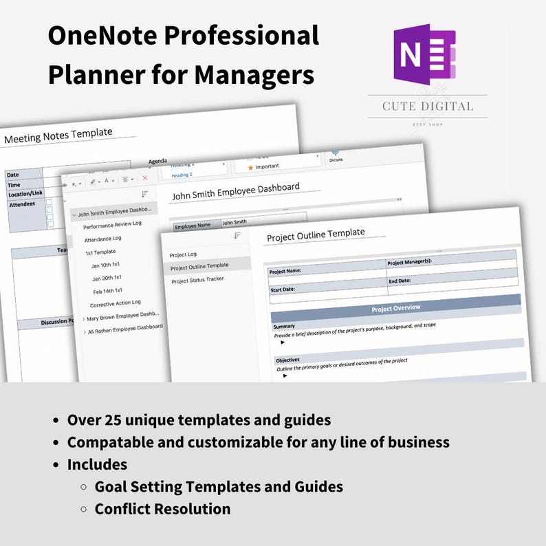 Onenote Professional Planner for Managers - Etsy