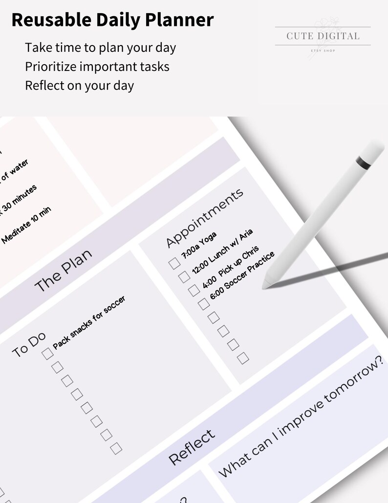 Reusable Daily Life Planner – Printable & Digital Use (PDF) - Etsy