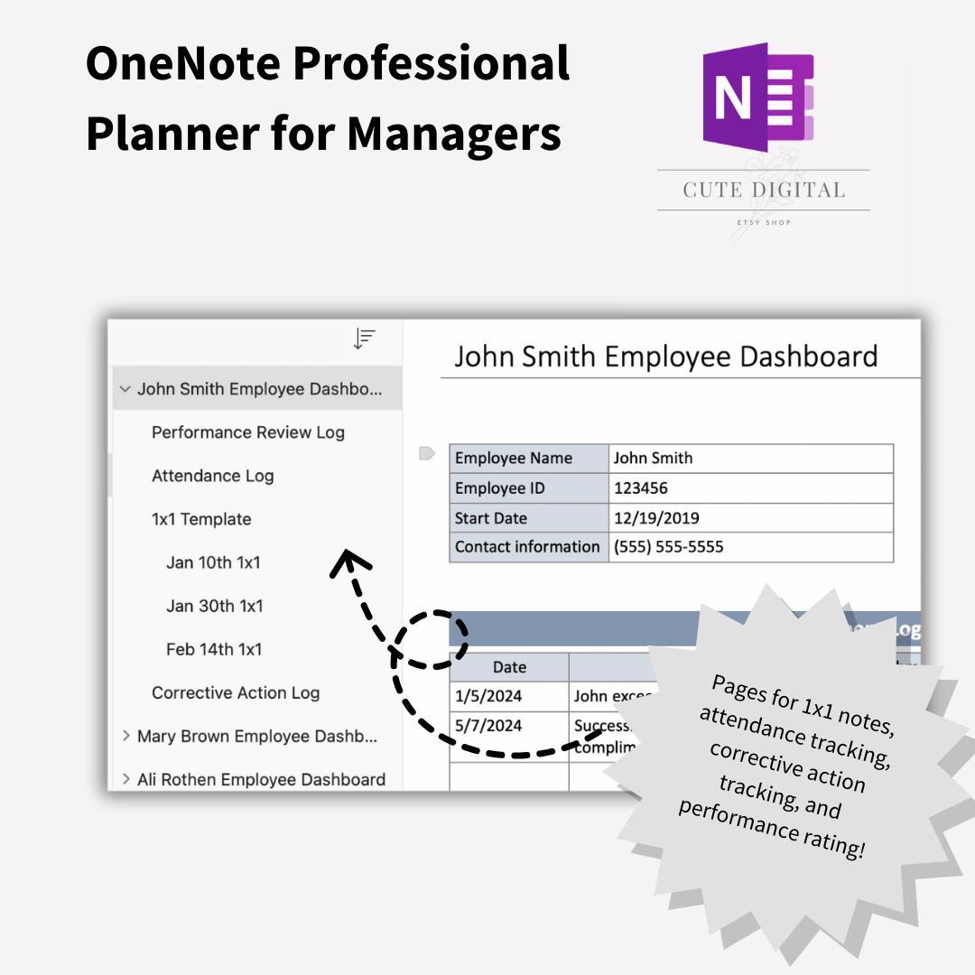 Onenote Professional Planner for Managers - Etsy