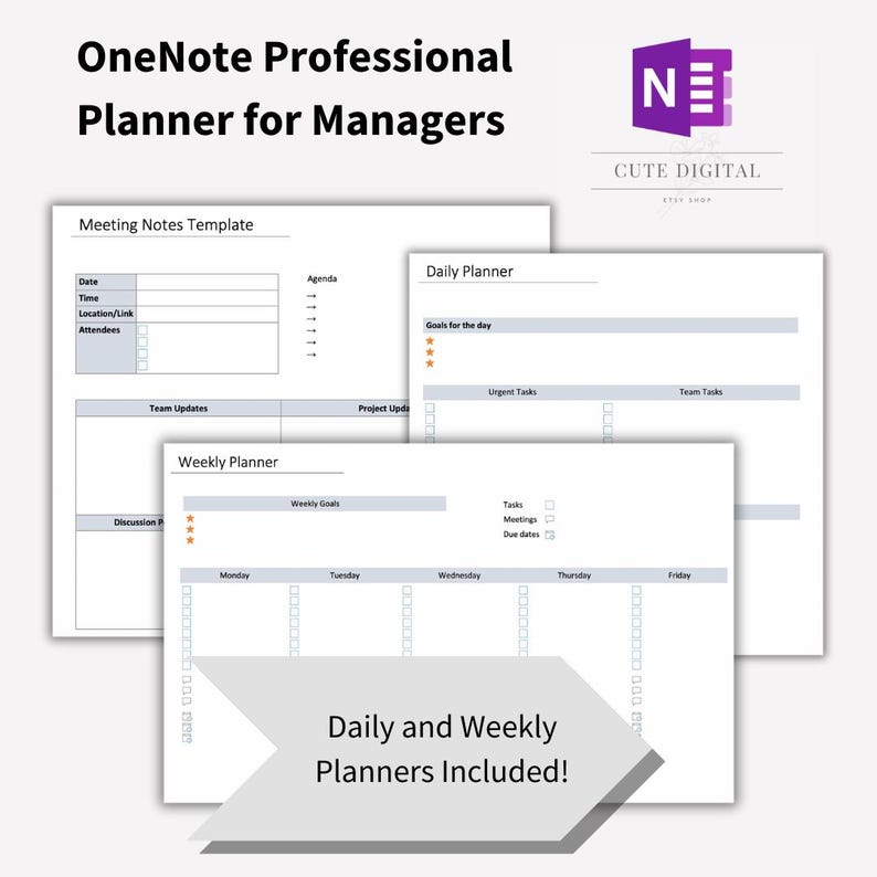Onenote Professional Planner for Managers - Etsy