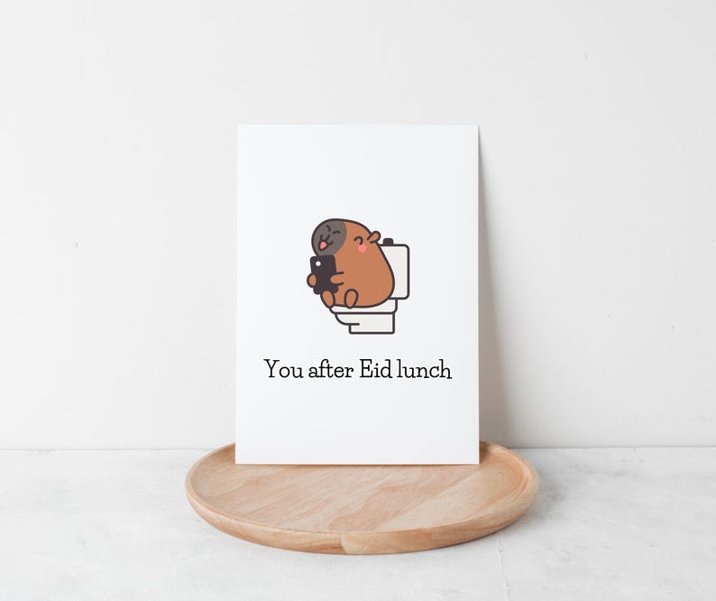 Printable Eid Mubarak Card, Funny Eid Humor, Digital Download, Food Pun ...