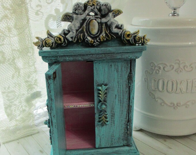 French Country Chest With Gold Rose & Angel Accents Rhinestone Ornate ...