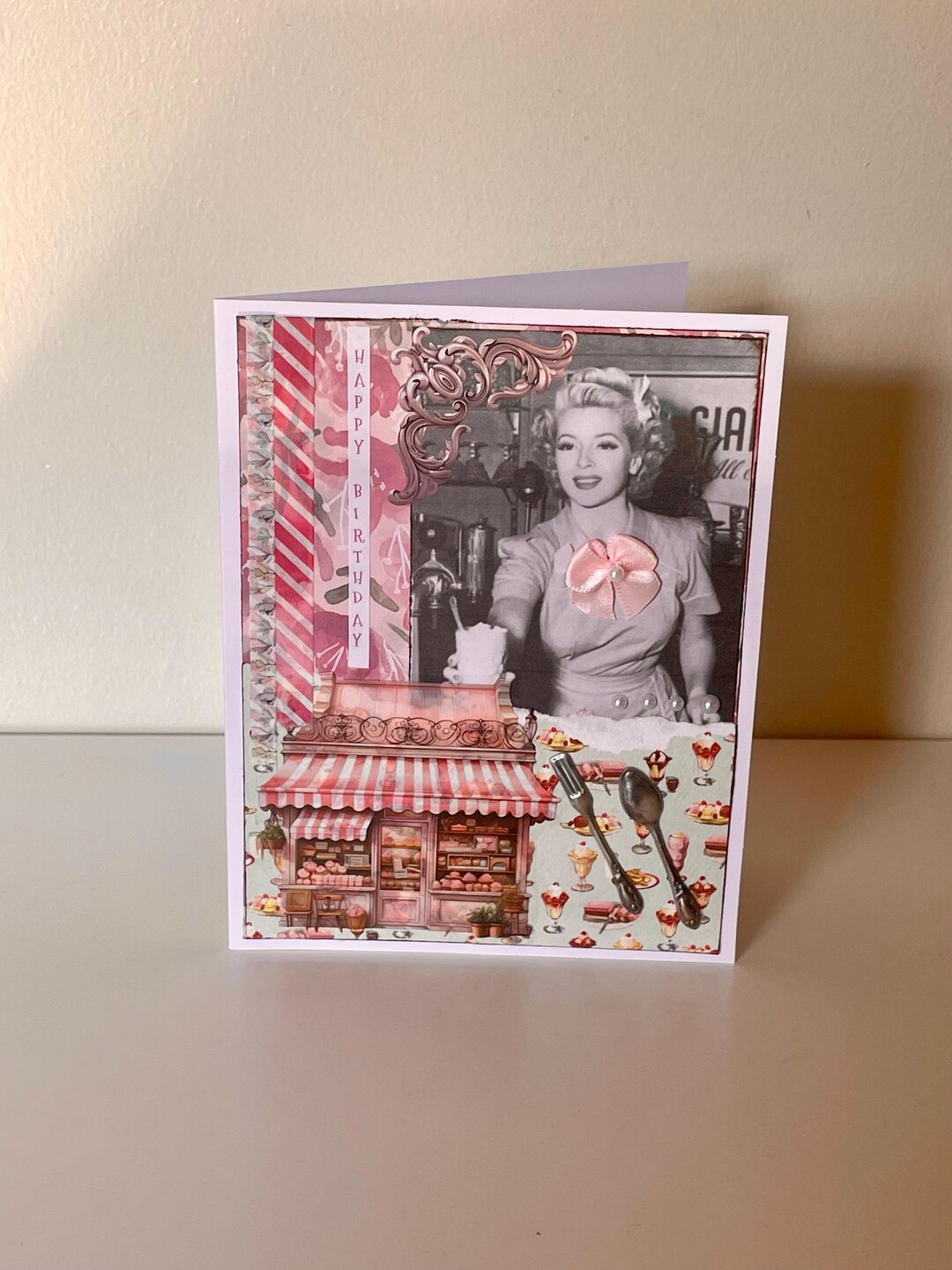 Handmade Birthday Card Sweet Shop Vintage Greeting Card – Pink - Etsy