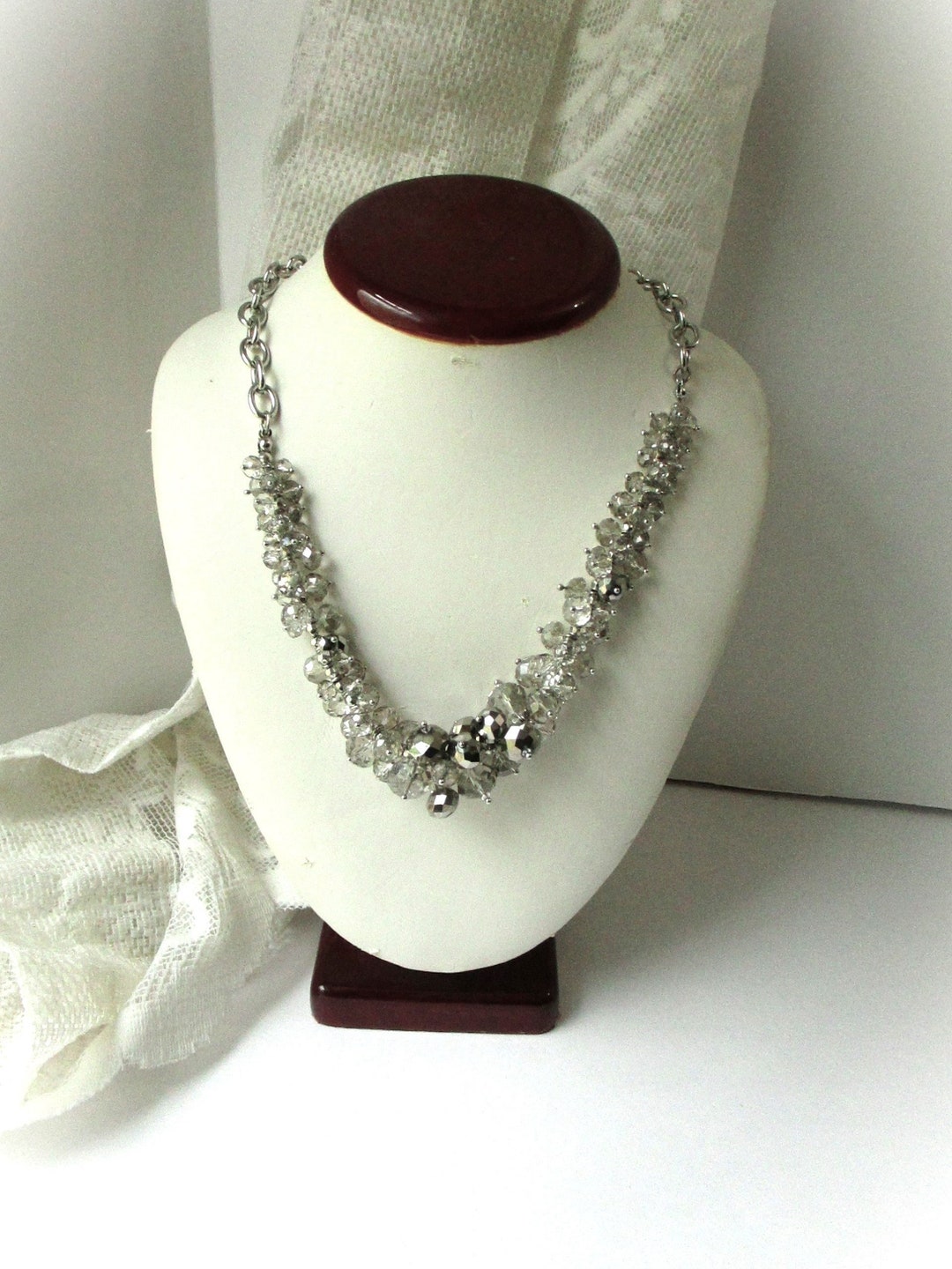 Simply Vera Wang Beaded Signed Faceted Beaded Choker Cluster Chunky ...