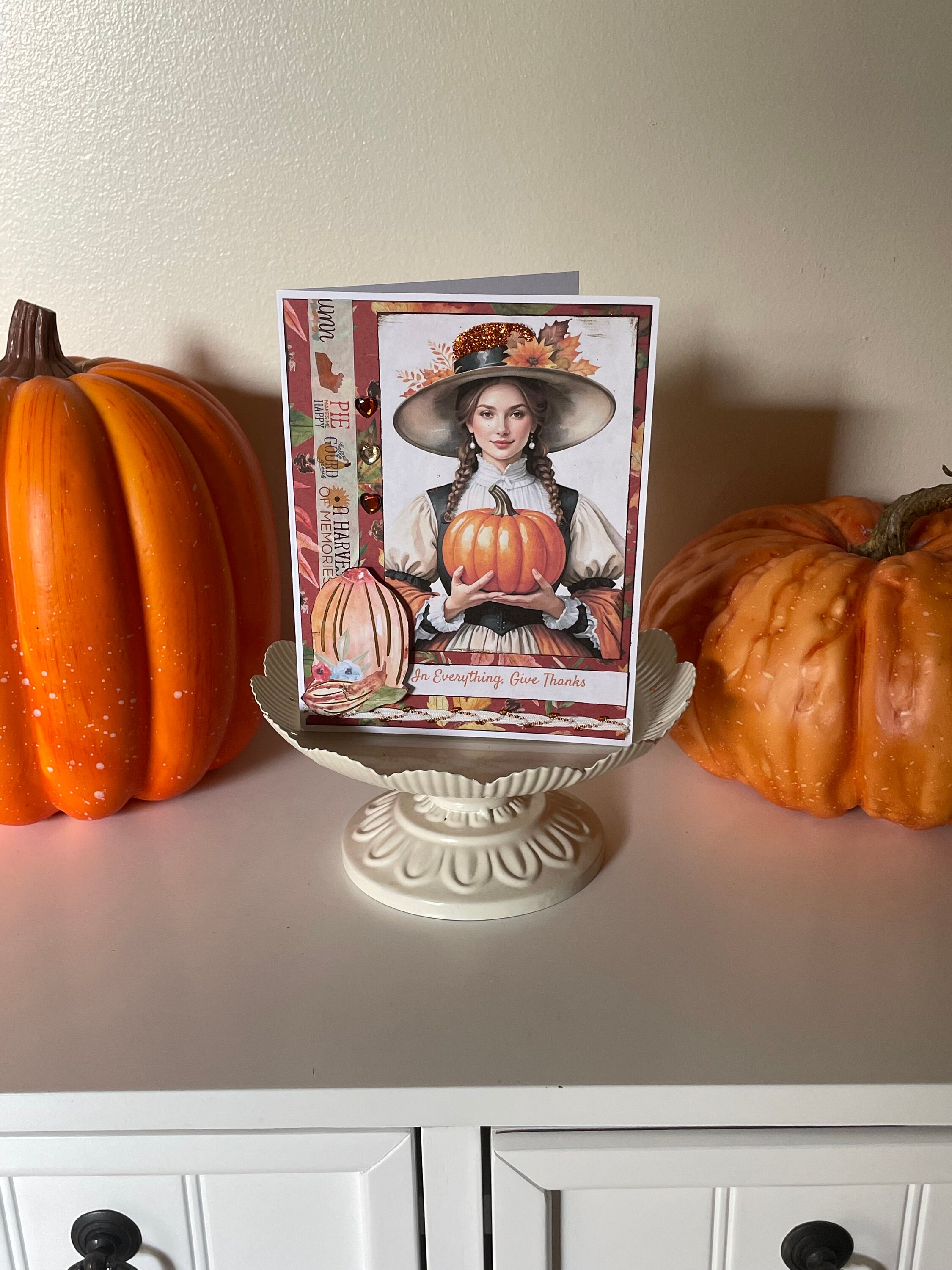 Unique THANKSGIVING Card – Handmade Thanksgiving Card - Fall Pilgrim ...
