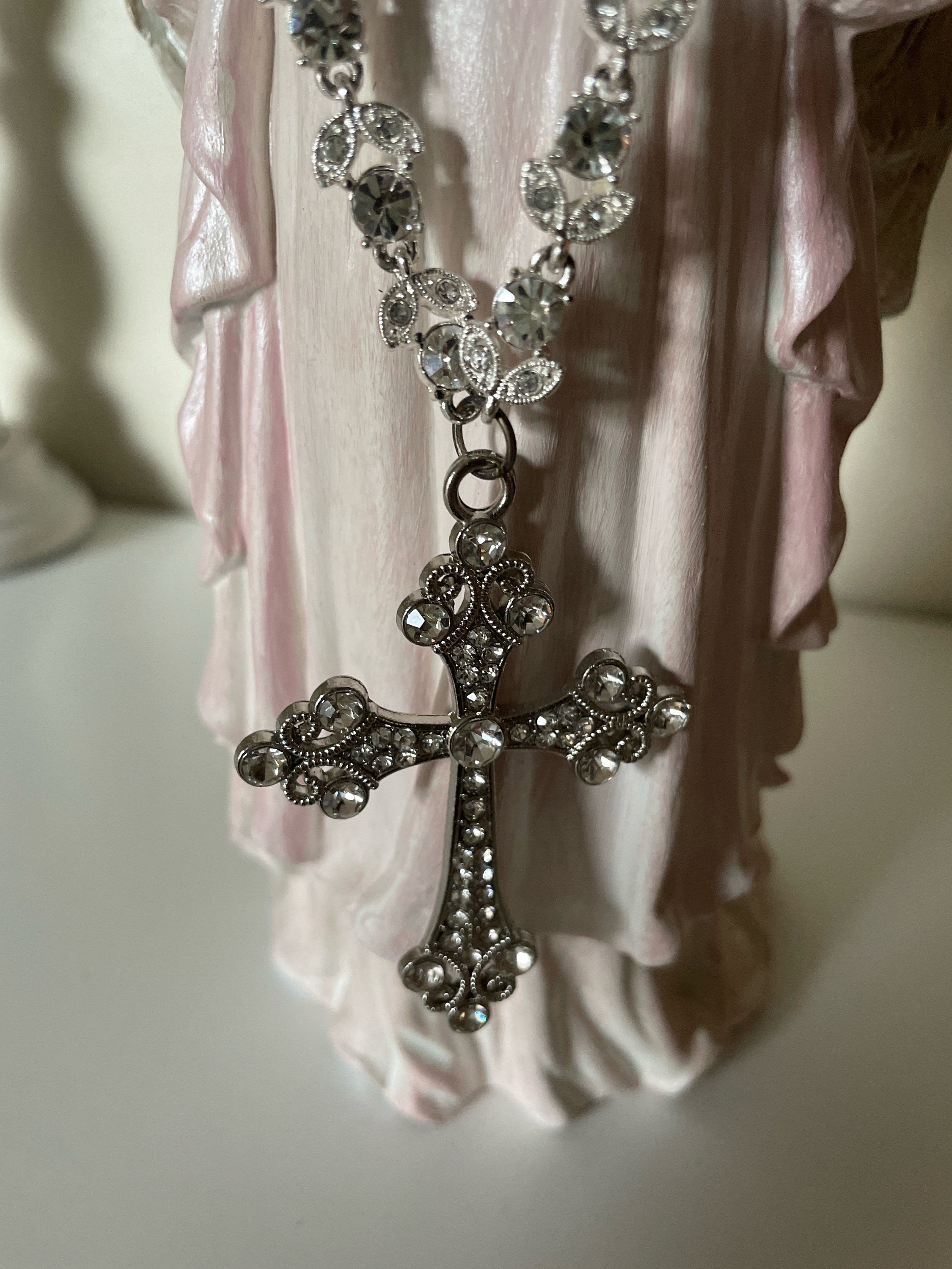 French Country Decorated Statue Angel Crown Vintage French Rhinestone ...