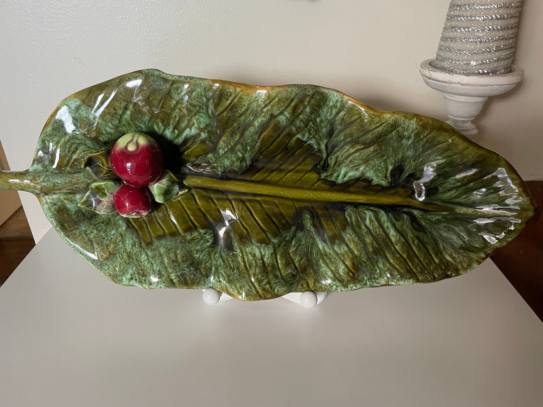 Vintage 1960's California Pottery Large Vintage Pottery Apple and Leaf ...