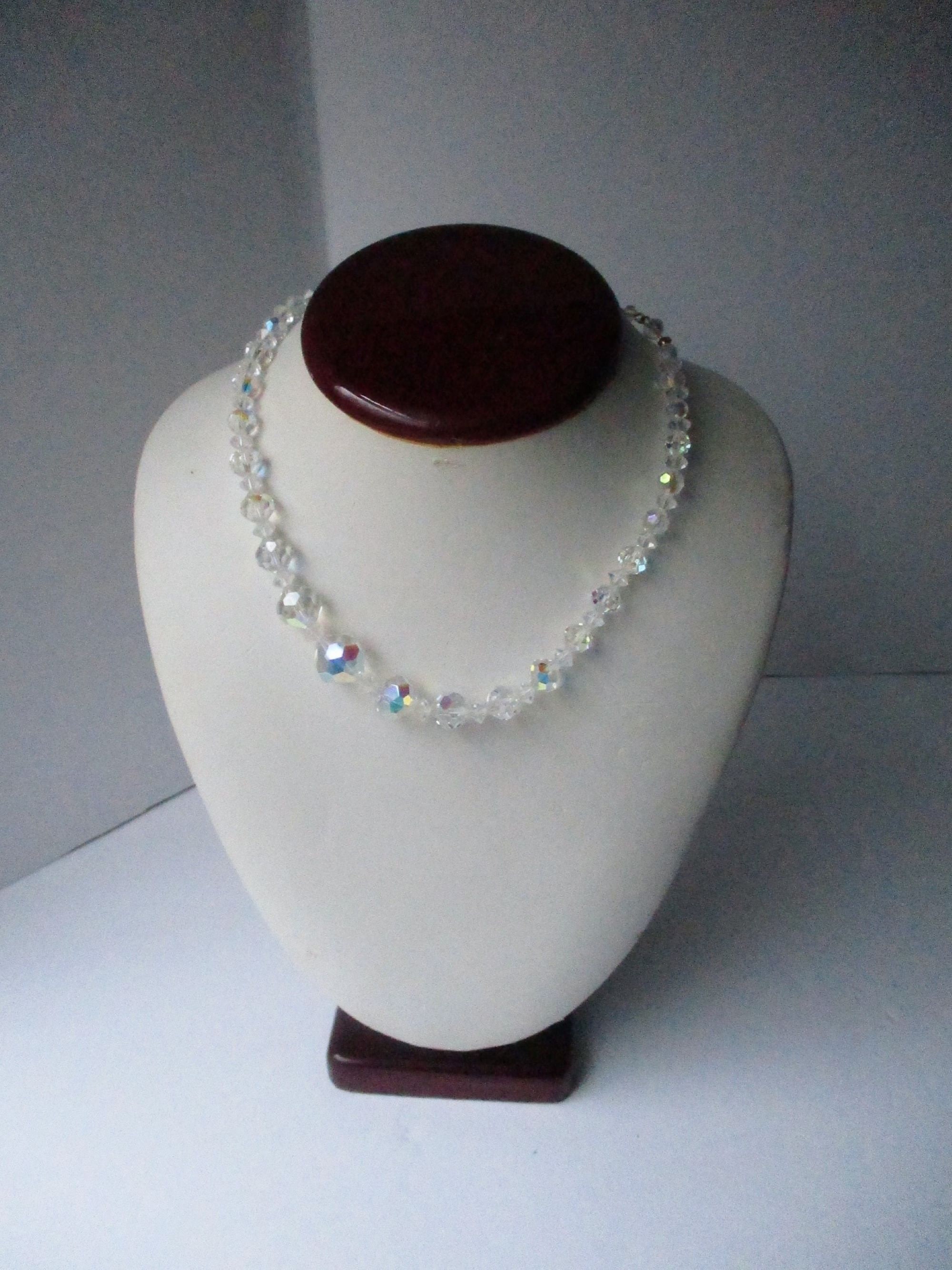 Vintage Crystal Bib Necklace With Aurora Borealis Beads - Etsy