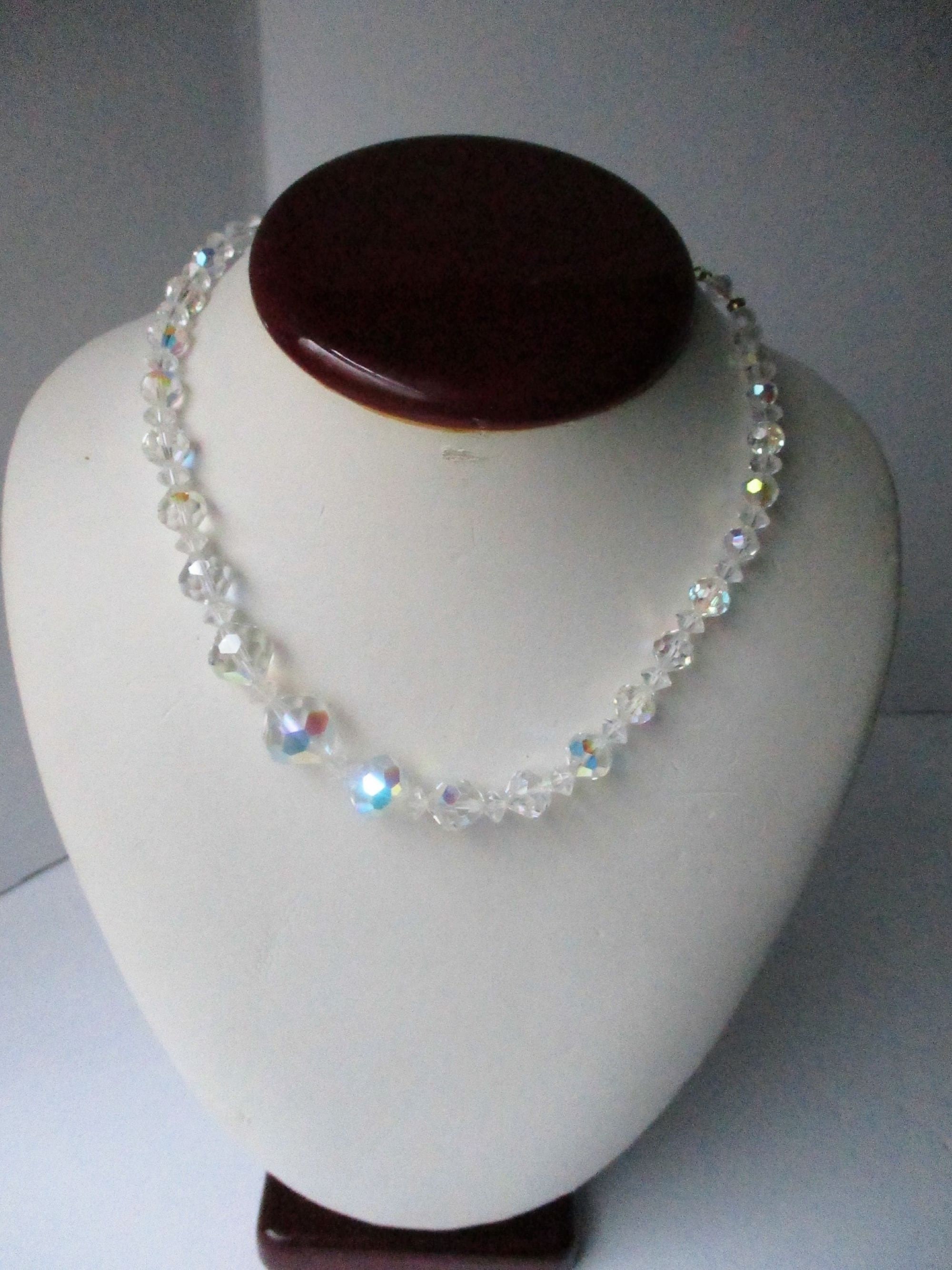 Vintage Crystal Bib Necklace With Aurora Borealis Beads - Etsy