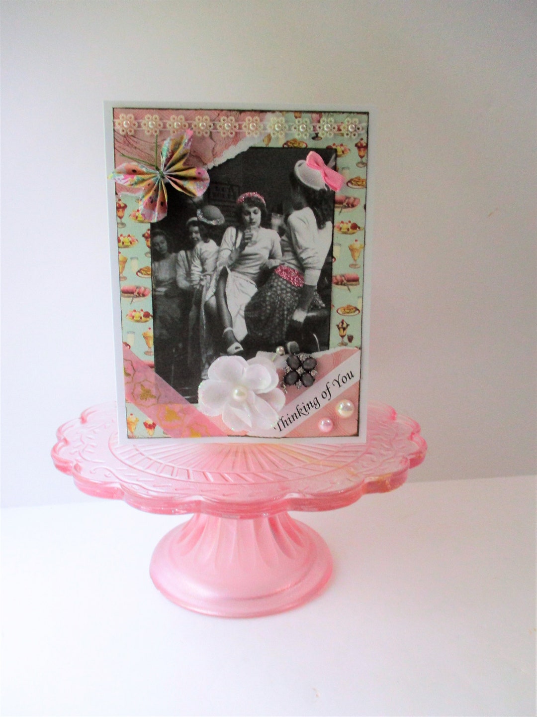 THINKING of YOU Card - BIRTHDAY Card - Soda Shop - Shabby Chic - French ...