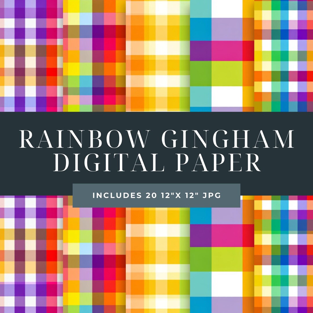 Rainbow Gingham Watercolour Digital Paper JPG (digital Download) - Etsy