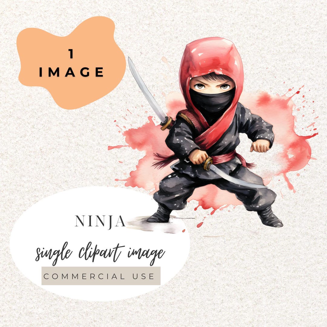 Ninja Clipart L Watercolour Ninja PNG L Birthday Boy L Boys Clipart L ...