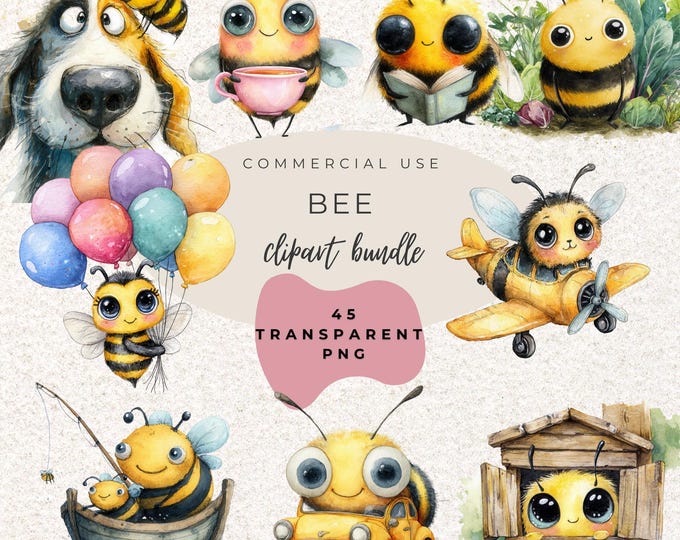 Cute Honey Bee Clipart, Garden Clip Art, Kawaii Spring PNG, Junk ...