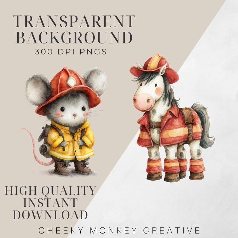 Firefighter Friends Watercolour Clipart PNG (digital Download) - Etsy