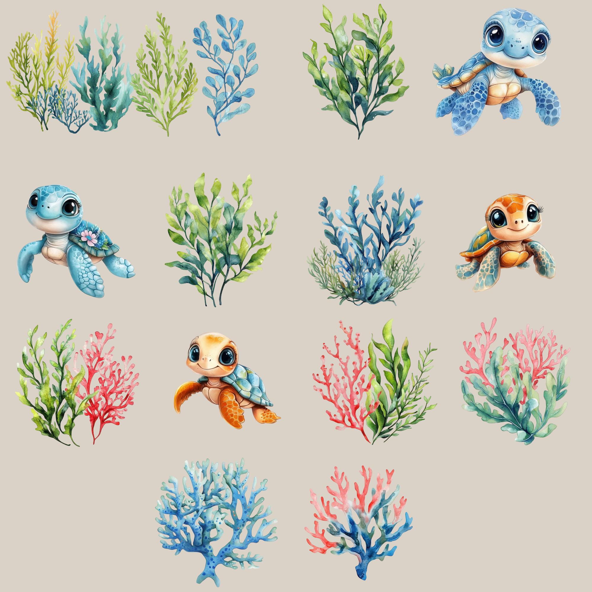 Sea Turtle Clipart, Watercolour PNG, Scrapbook, Instant Download ...