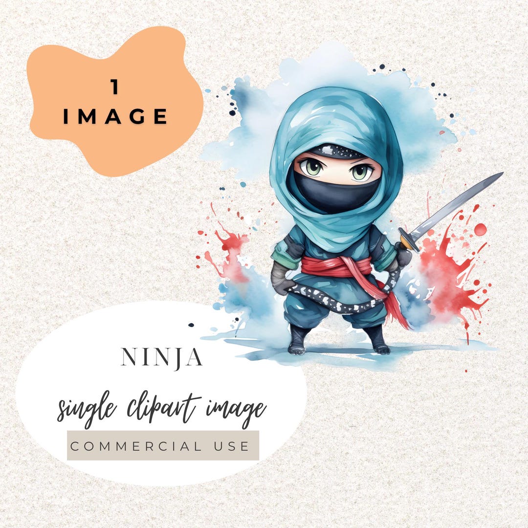Ninja Watercolour Clipart PNG (digital Download) - Etsy