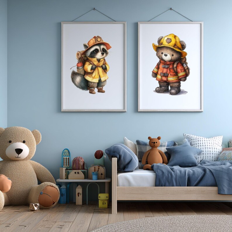 Firefighter Friends Watercolour Clipart PNG (digital Download) - Etsy