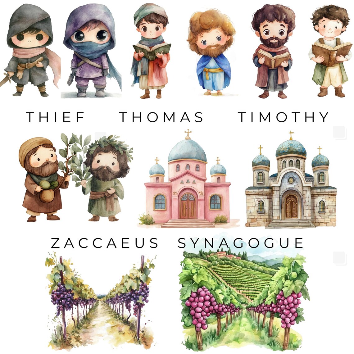 New Testament Biblical Characters Watercolour Clipart PNG (digital ...