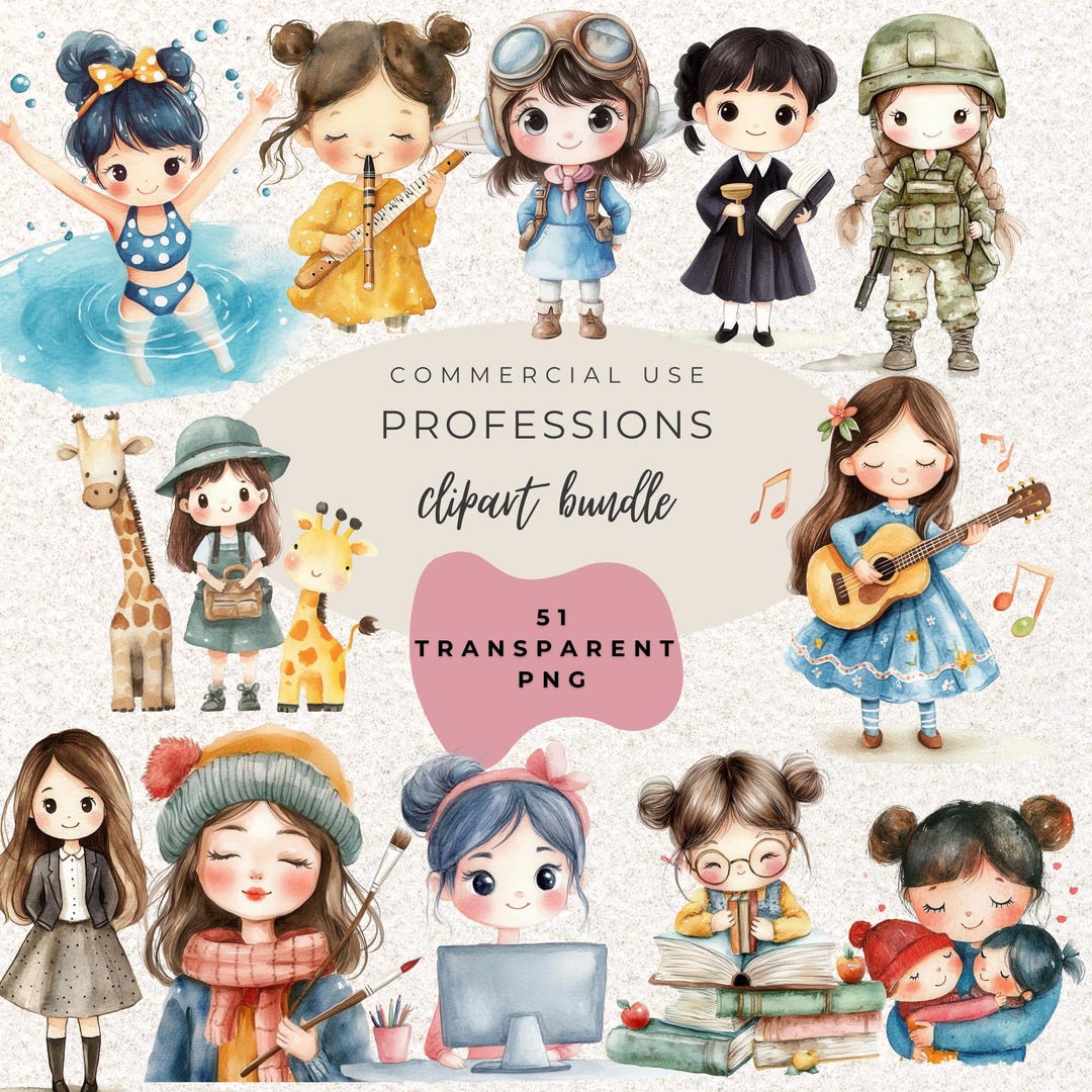 Professions Clipart L Job PNG L Kids Girls Graphics L Watercolour ...