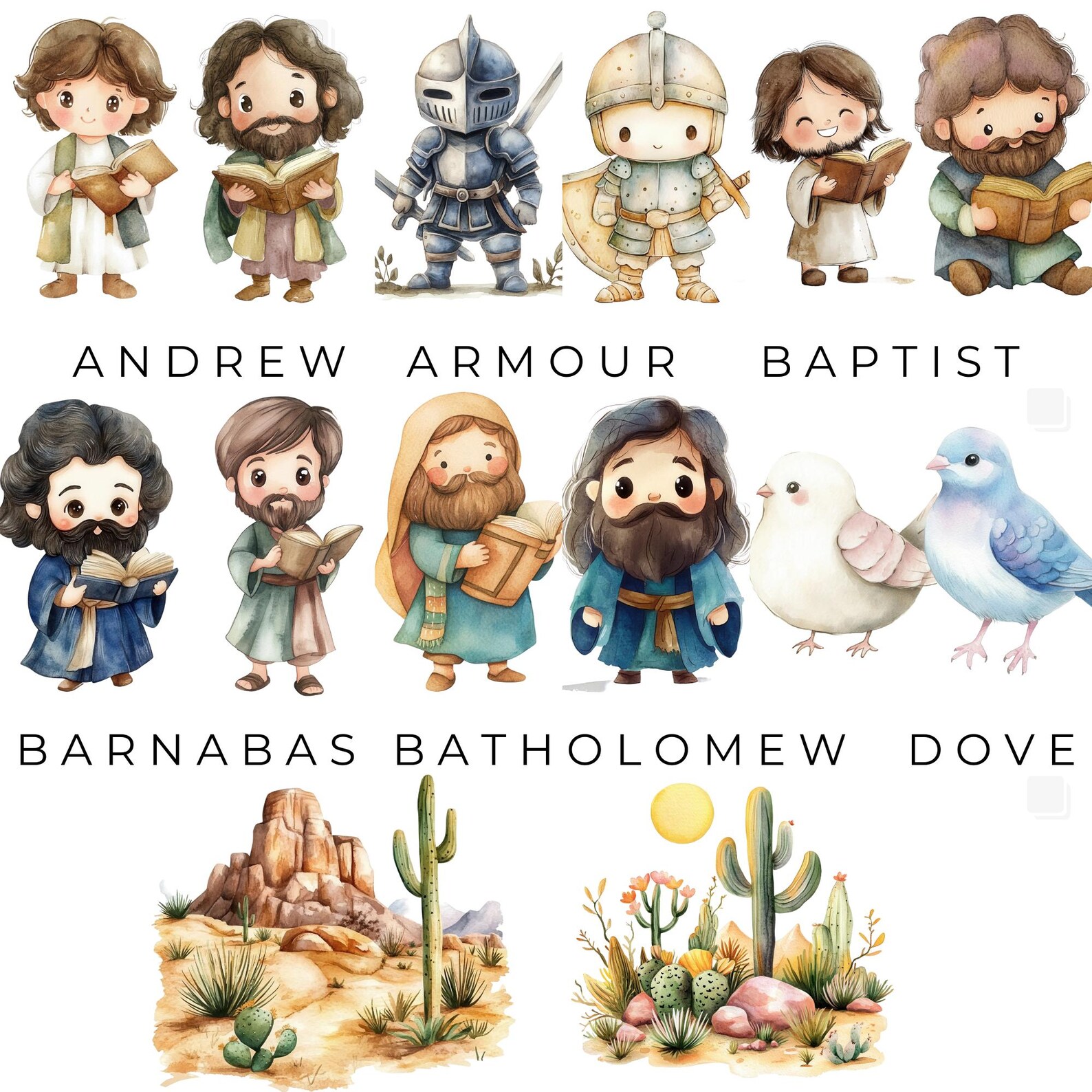 New Testament Biblical Characters Watercolour Clipart PNG (digital ...