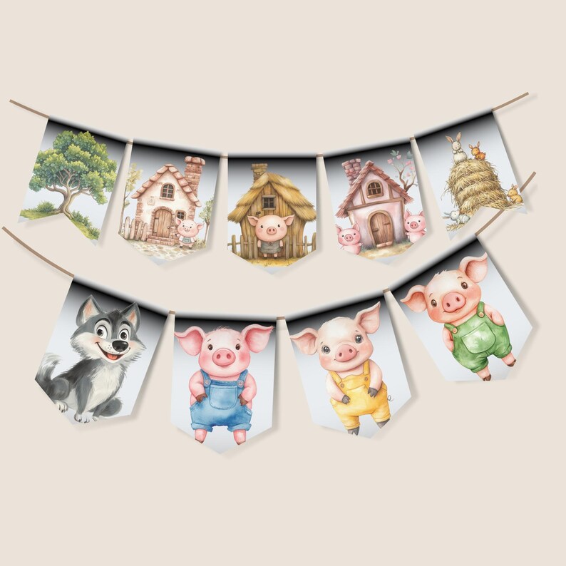 Three Little Pigs Clipart, Commercial Use, Instant Download, Big Bad ...