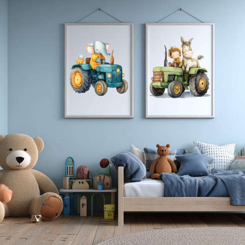 Tractor and Animal Friends Watercolour Clipart PNG (digital Download ...