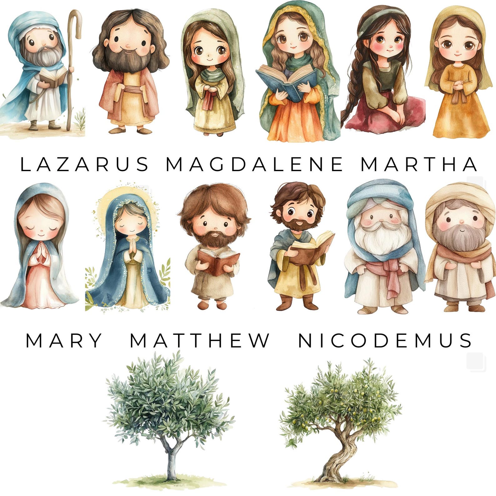 New Testament Biblical Characters Watercolour Clipart PNG (digital ...