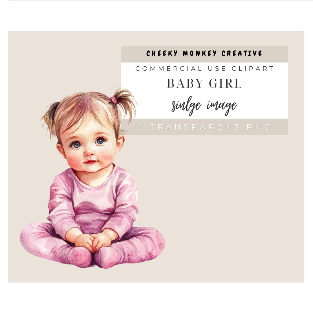Baby Girl Clipart, Commercial License, Watercolor Baby Girl, Cute Baby ...