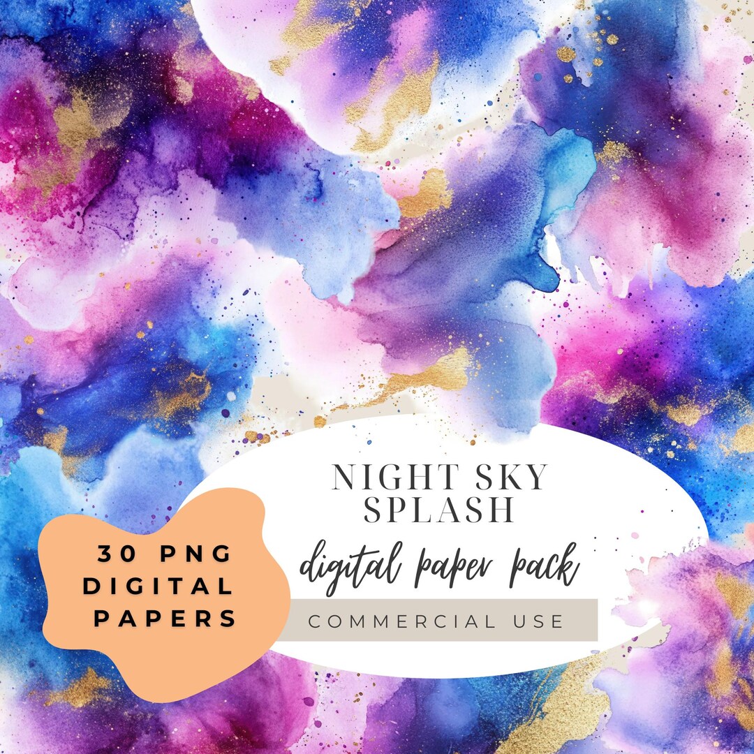 Watercolor Splatter PNG: Colorful Ink Clipart, Scrapbooking (digital ...