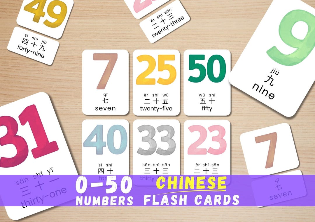 Montessori Chinese Number Flash Cards 0-50 (printable) - Etsy Australia