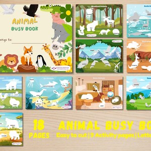 Animal Busy Book Printable, Toddler Learning Binder, Preschool ...