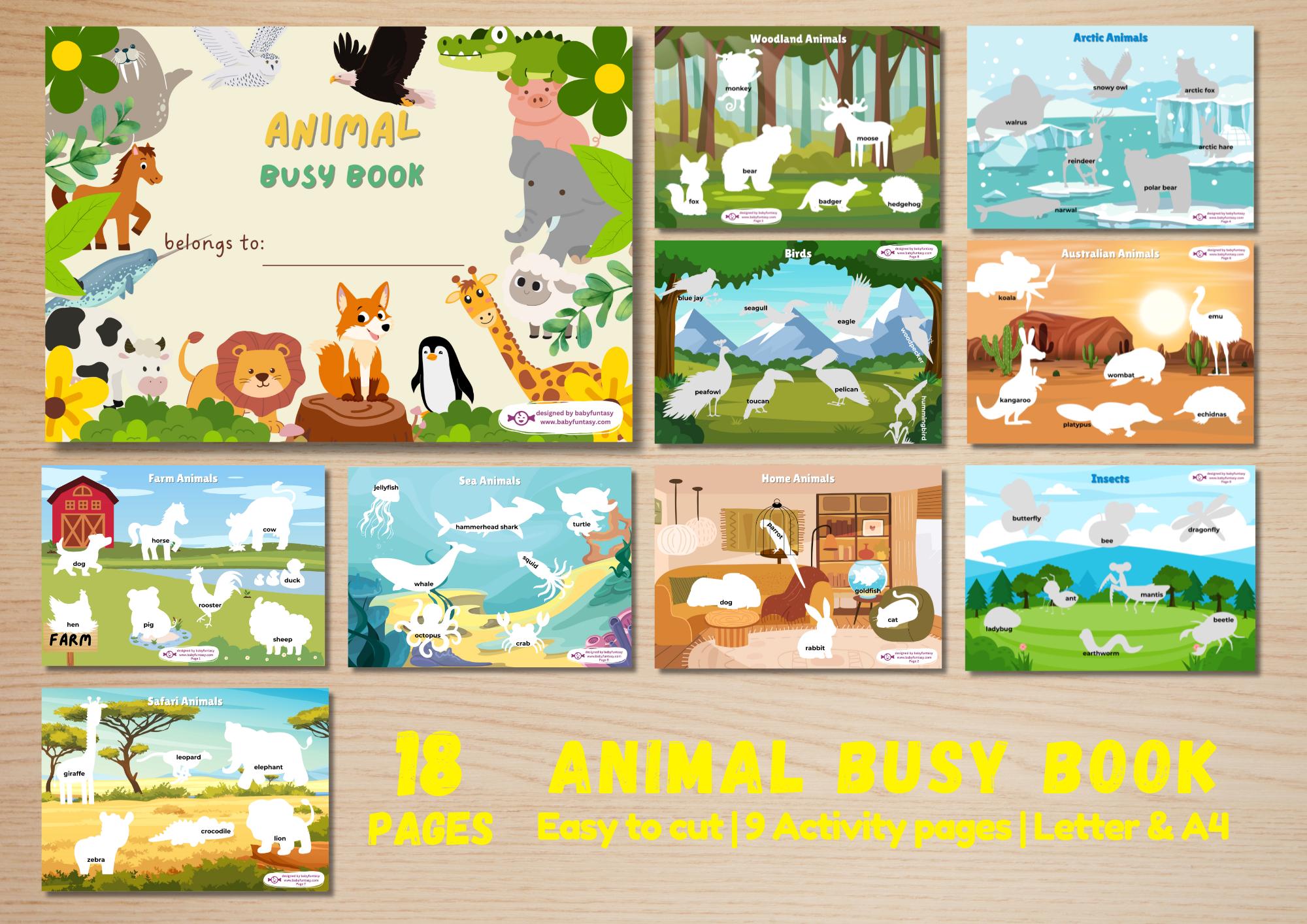 Animal Busy Book Printable, Toddler Learning Binder, Preschool ...