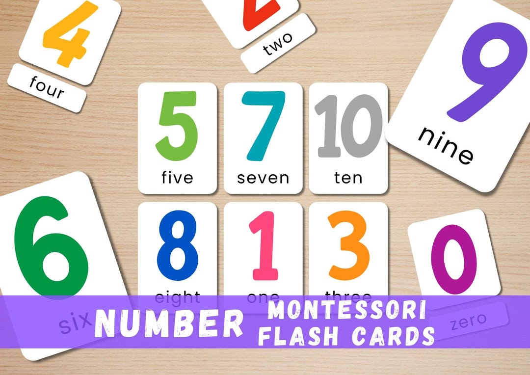 0-10 Number Flash Cards Montessori Printable Cards Homeschool Preschool ...