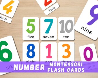 Number Flash Cards Homeschool Preschool Montessori Printable Cards Math ...