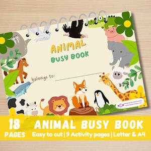 Animal Busy Book Printable: Montessori Toddler Learning (PDF) - Etsy