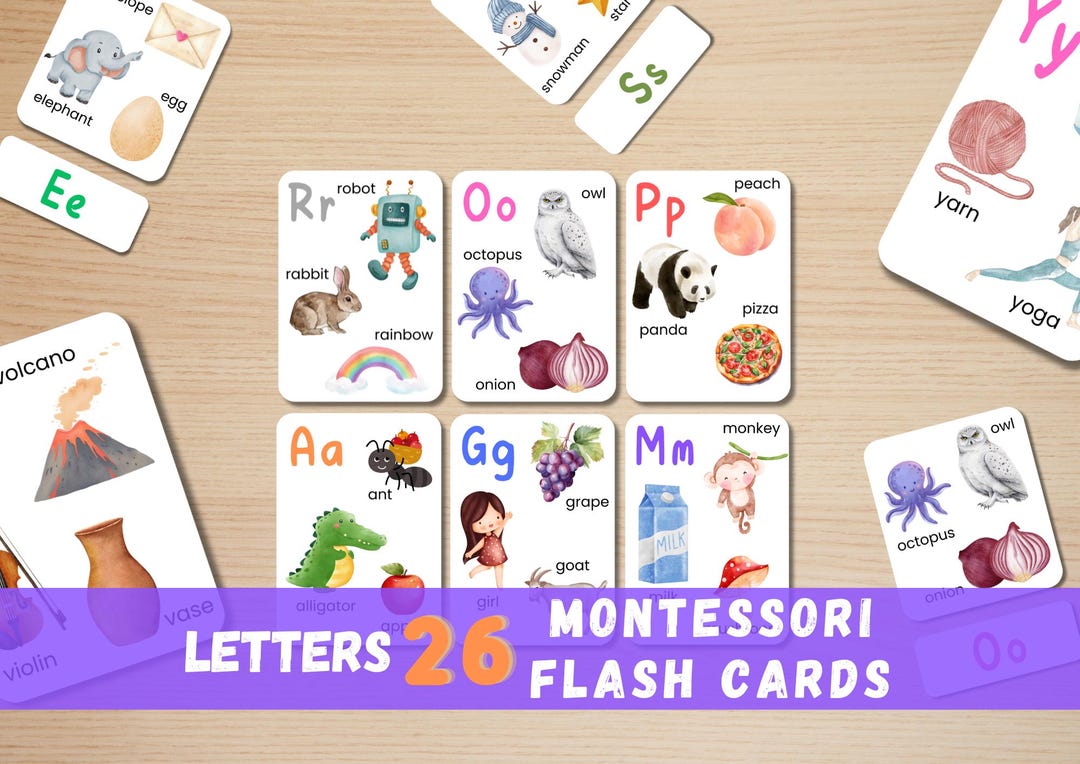 Montessori Alphabet Flash Cards: Early Learning Resource (PDF) - Etsy