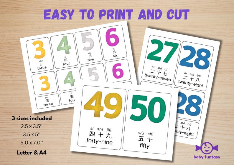 Montessori Chinese Number Flash Cards 0-50 (printable) - Etsy Australia