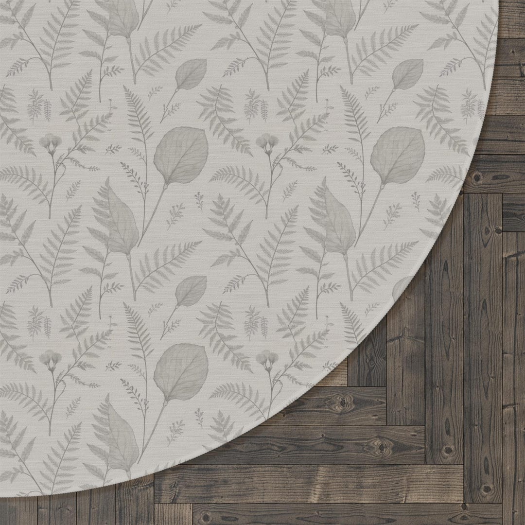Fern Shadow Rug 60x60 | Delicate Plant Silhouettes on Warm Parchment ...