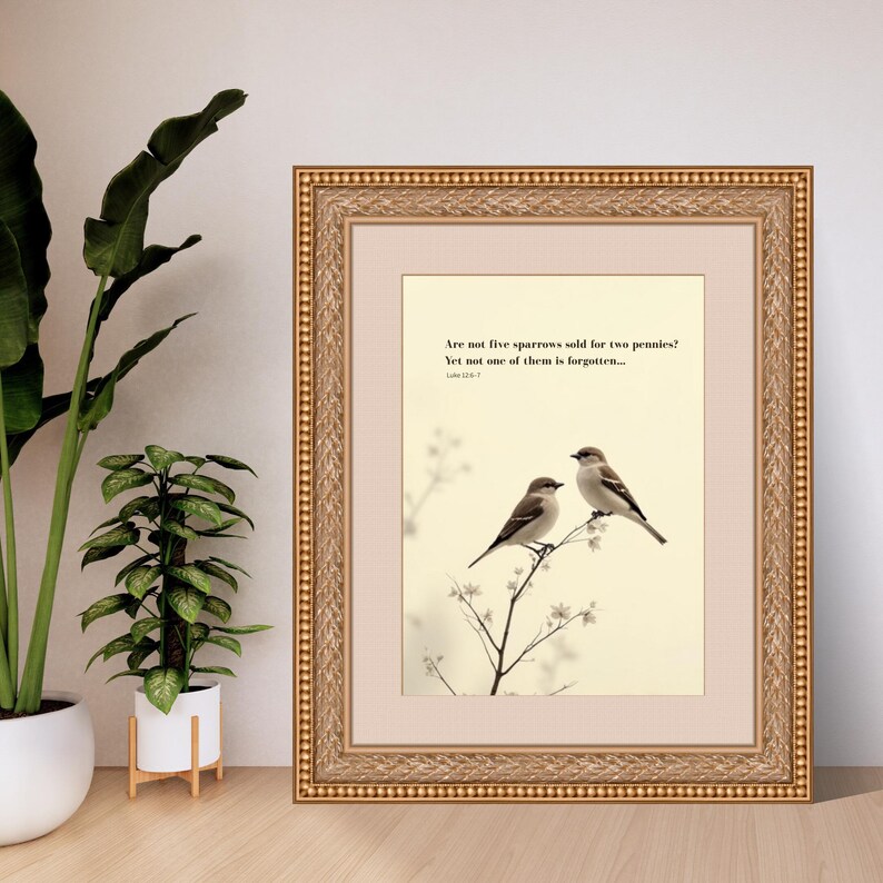 Luke 12:6-7 Christian Wall Art | Not One is Forgotten Sparrow Print ...